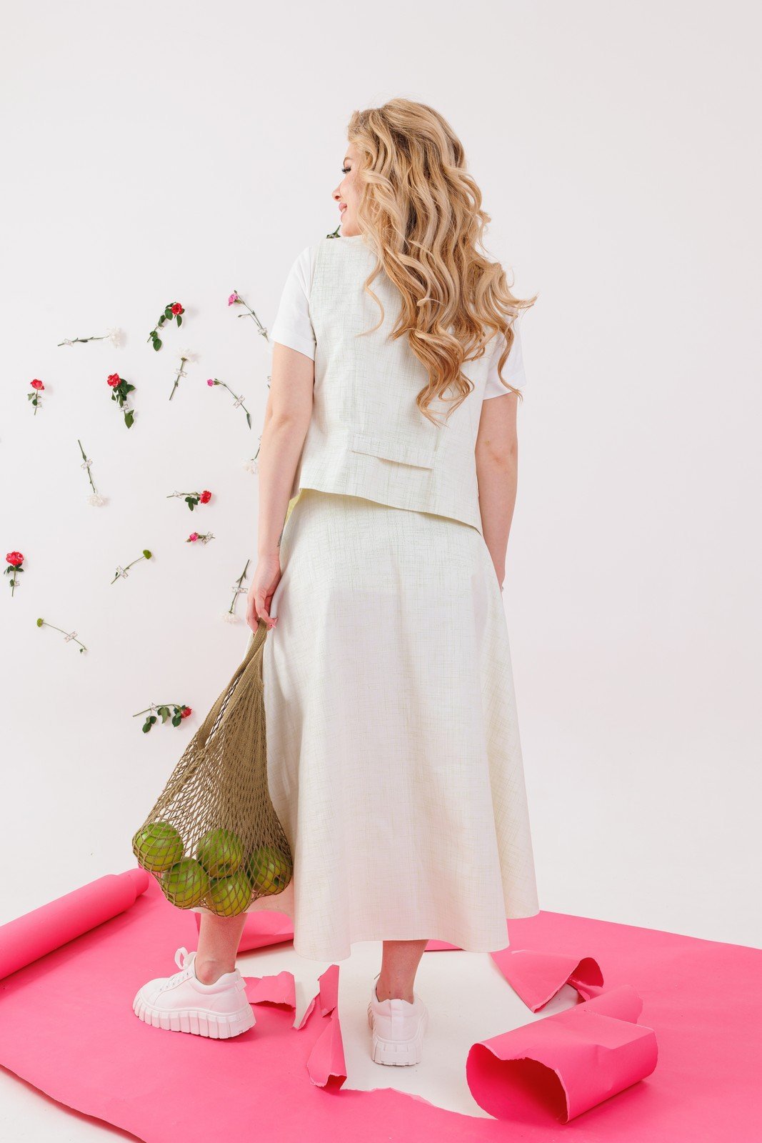 Костюм с юбкой 350-1 молочно-зеленый NikVa купить в интернет магазине | в наличии